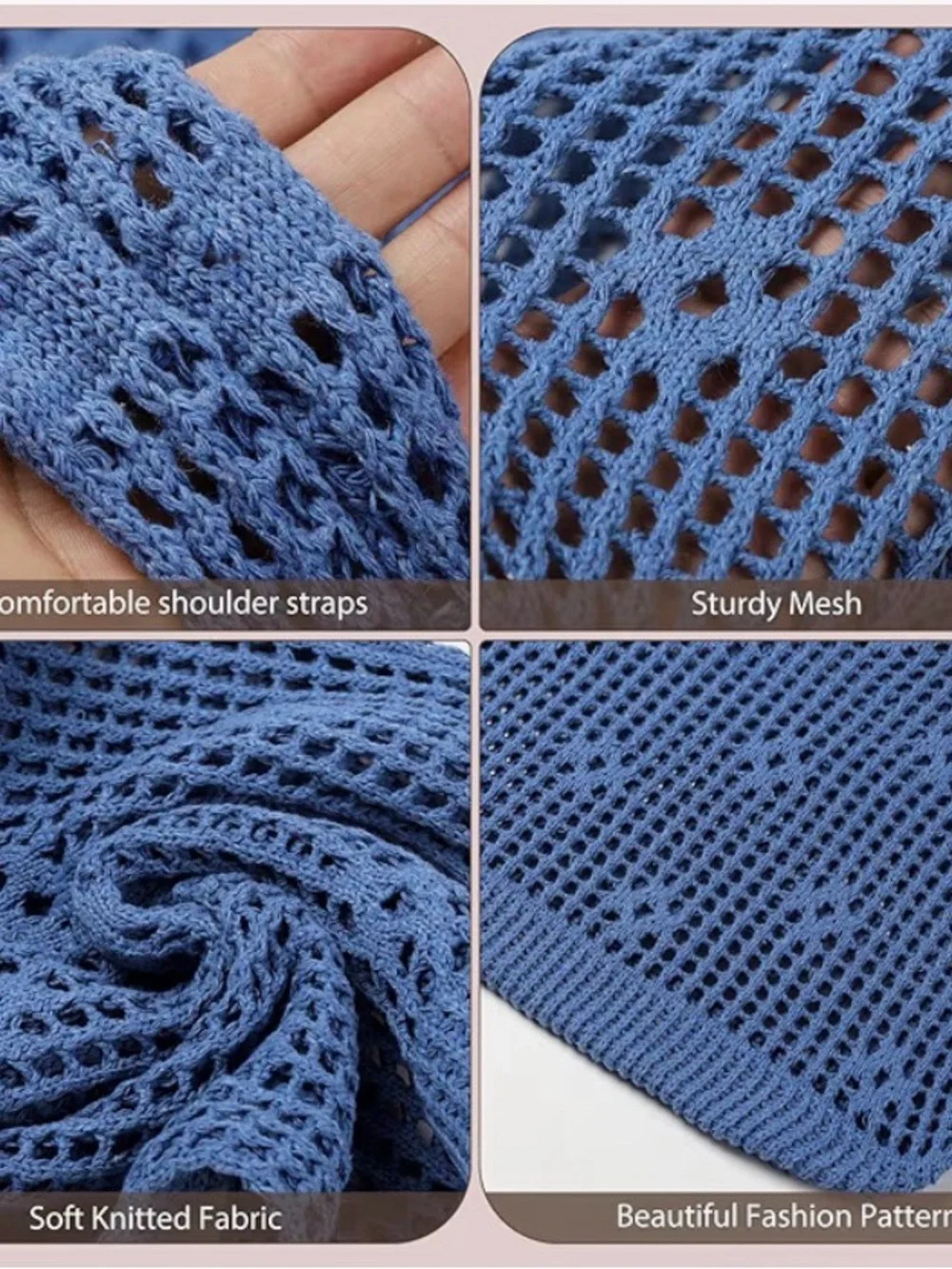 Bags | Blue Crochet Market Tote Bag | Poshmark